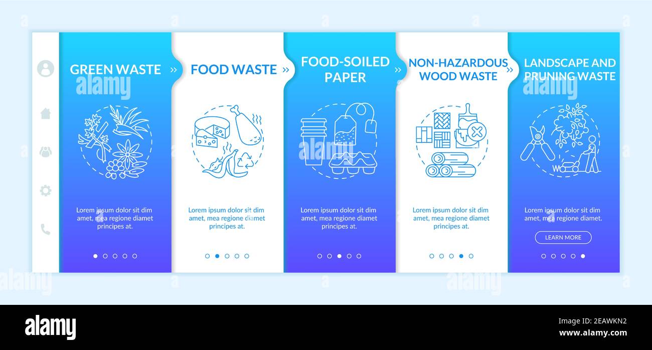 Biodegradable organic waste types onboarding vector template Stock ...