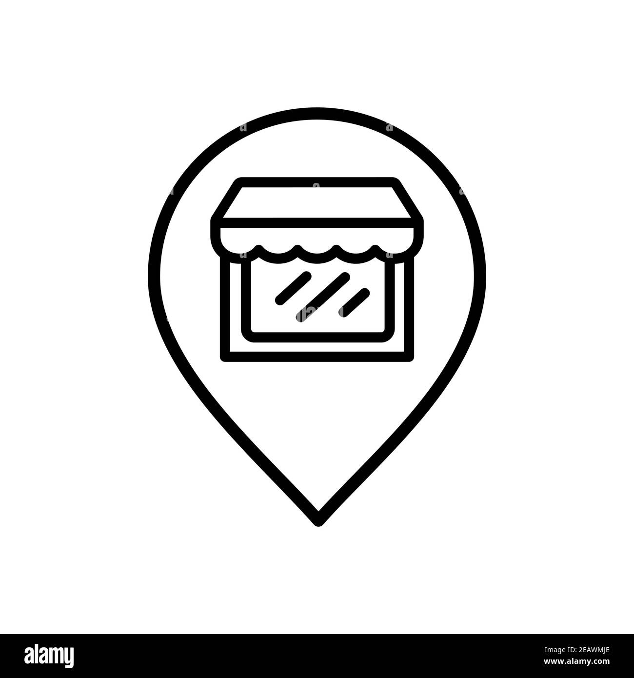 Supermarket store front pin map icon. E-commerce sign. Graph symbol for ...