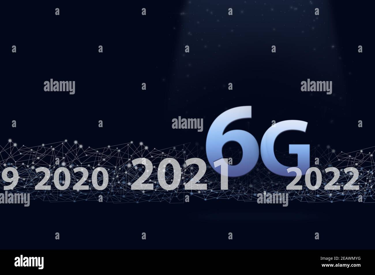 6G network digital hologram and internet of things on dark blue ...
