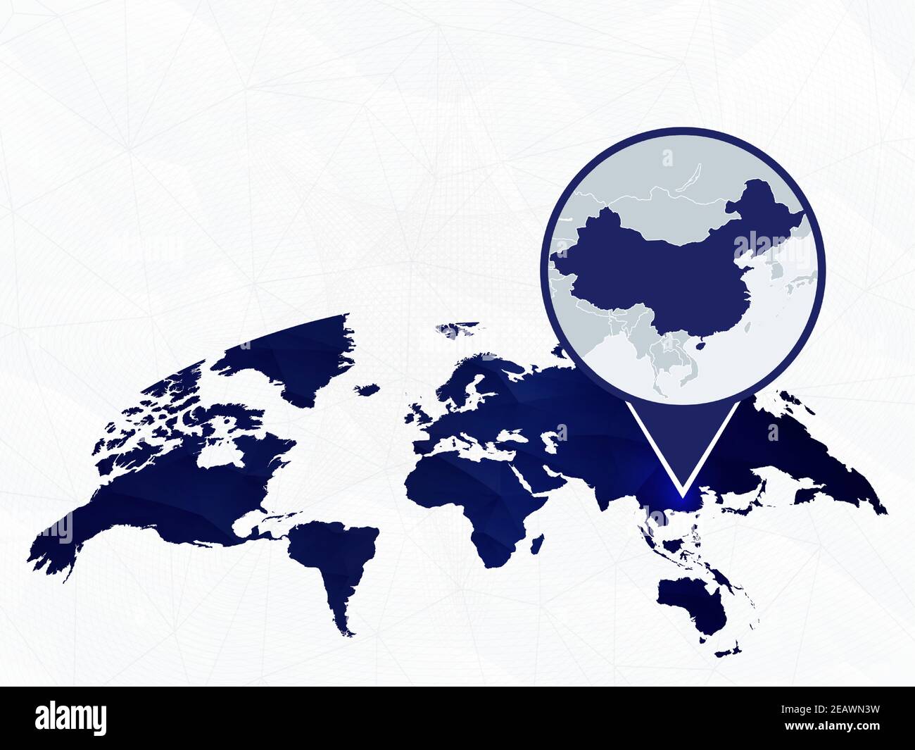 China detailed map highlighted on blue rounded World Map. Map of China ...