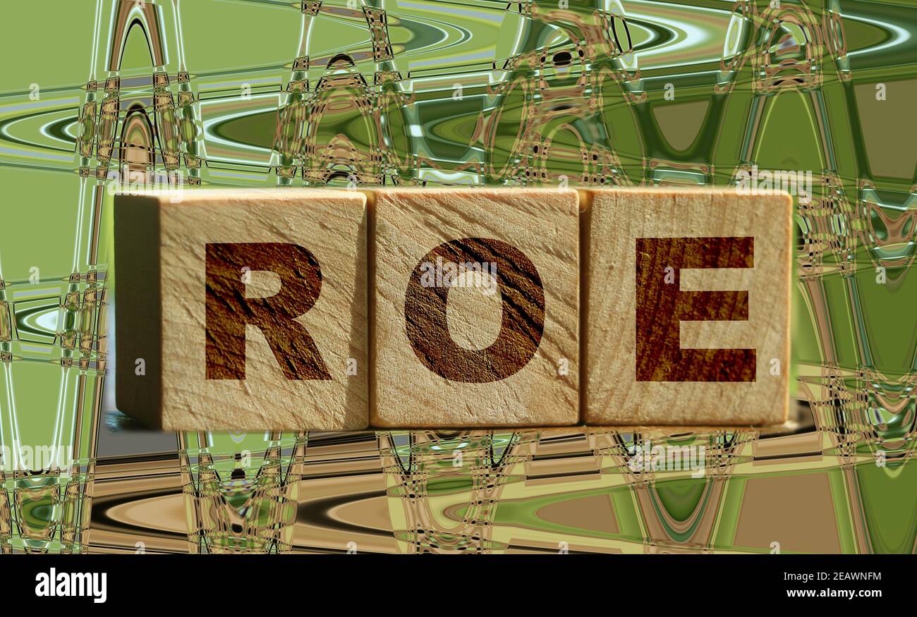ROE. on Wooden cubes with letters. Return on Equity. business ...