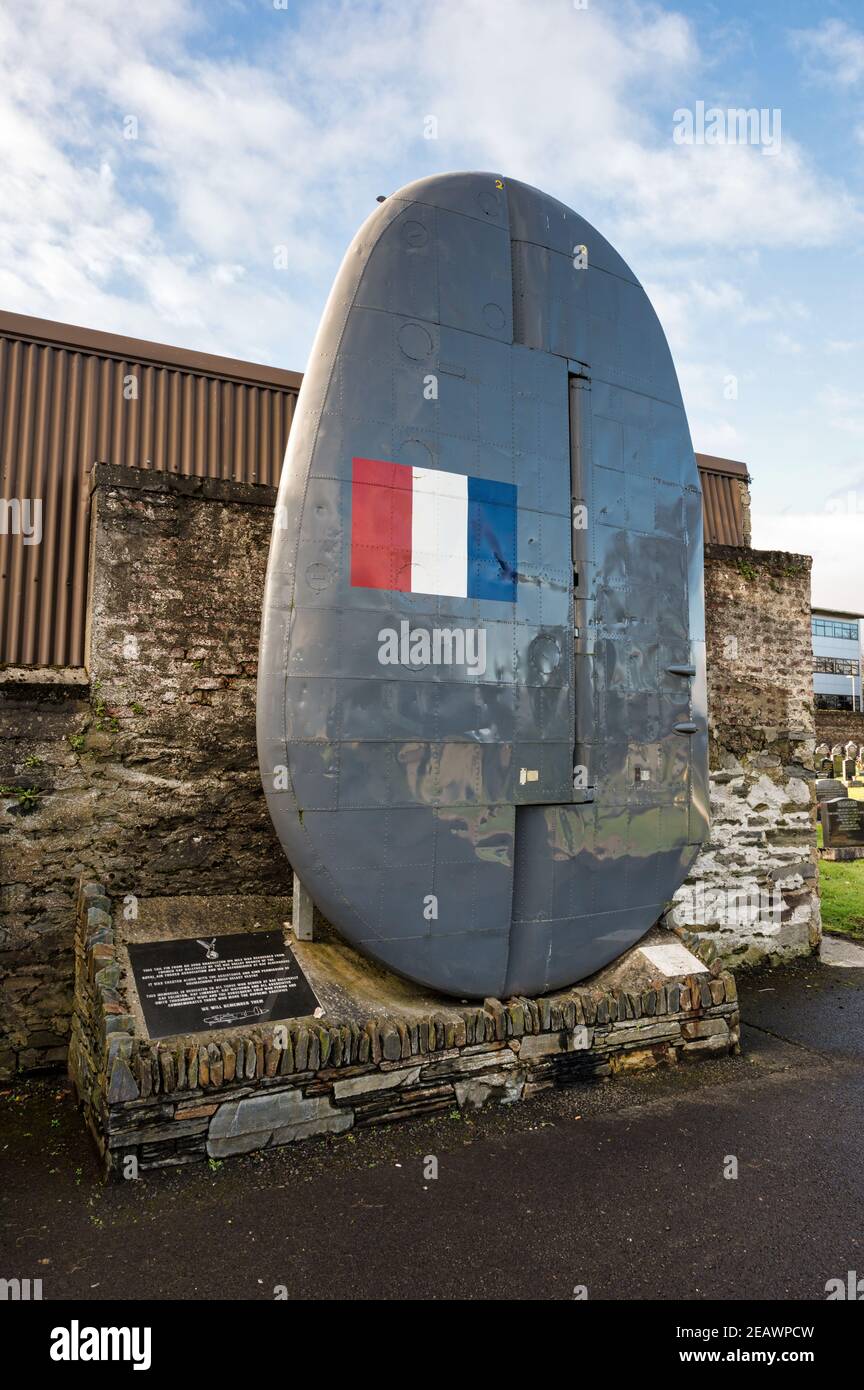 Limavady, Northern Ireland- Feb 6, 2021: The tail fin of an old WW2 ...