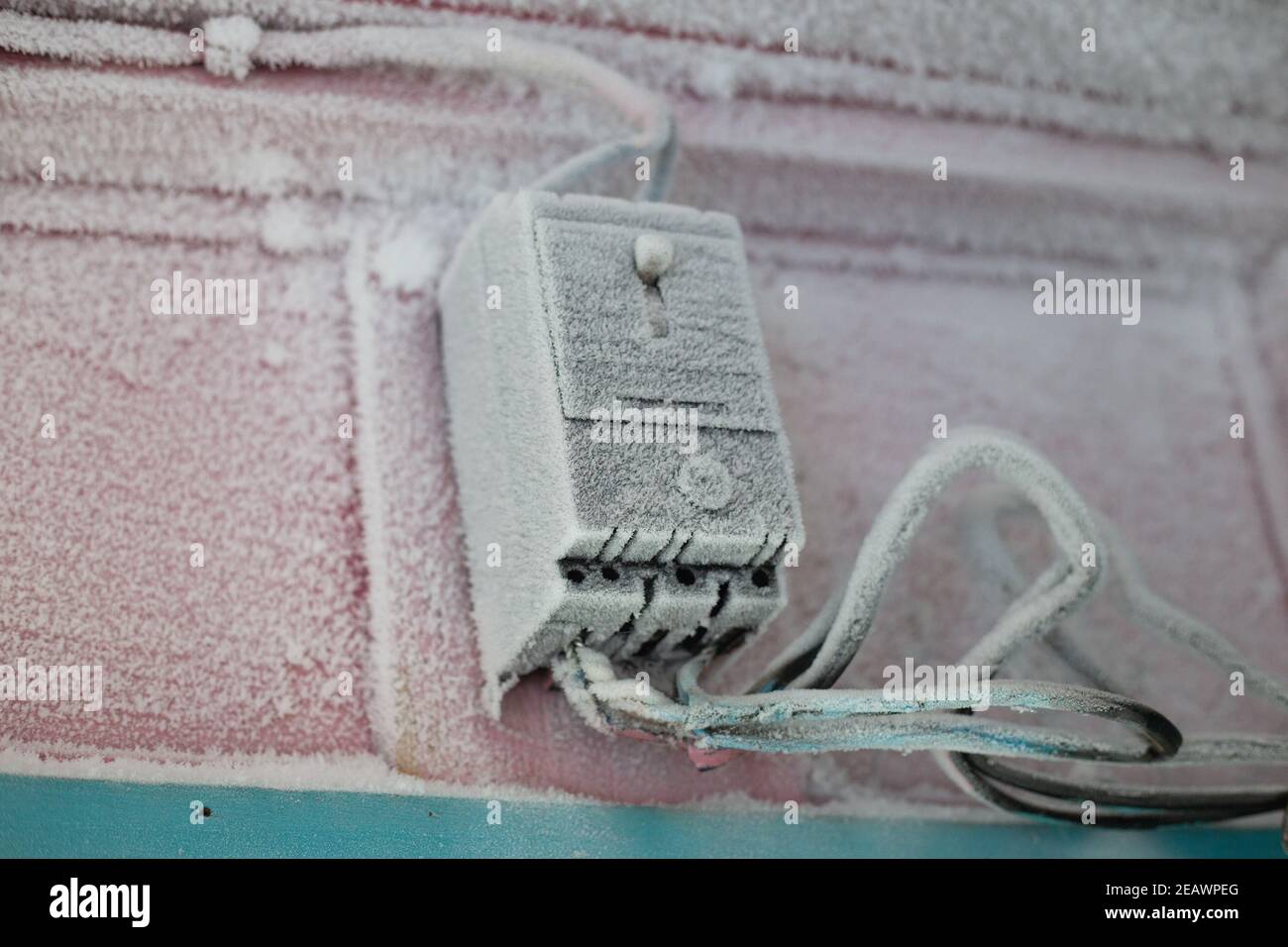 Retro style of electric circuits, sockets and junction boxes mounted on ...