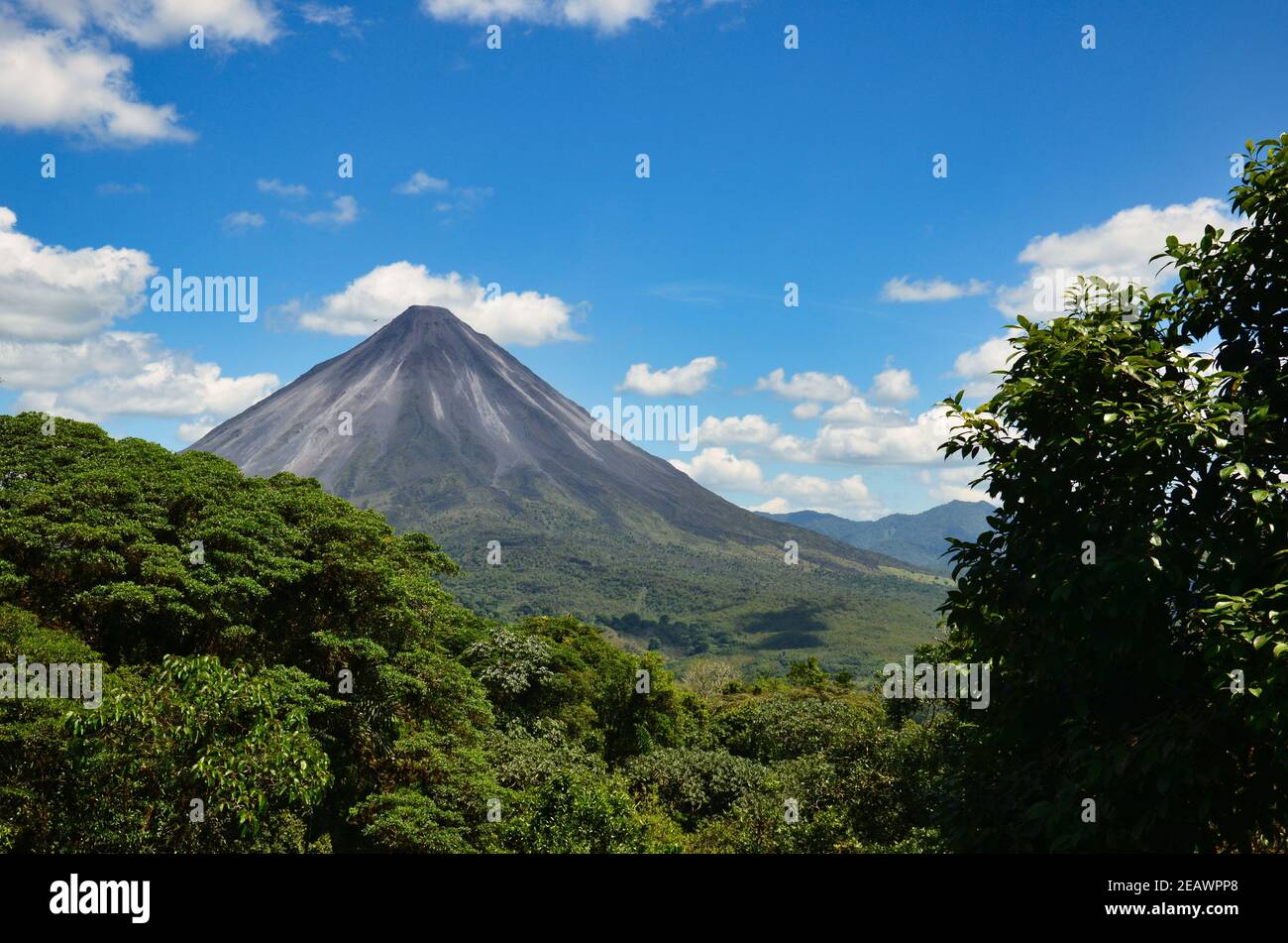 Landscape Panorama picture from Volcano Arenal next to the rainforest ...