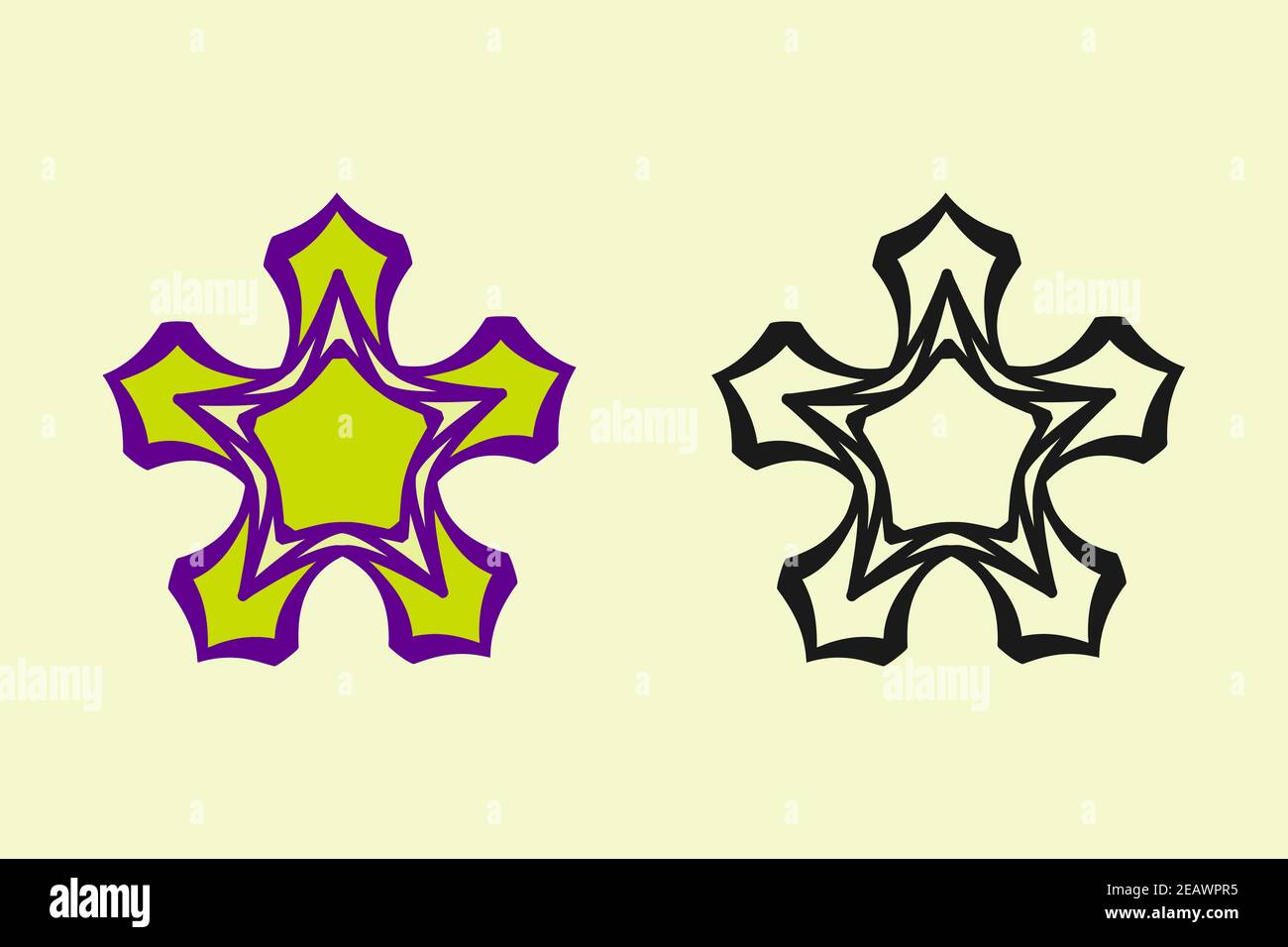 Star based emblem icon. Logo. Set of decorative pentacle elements Stock ...