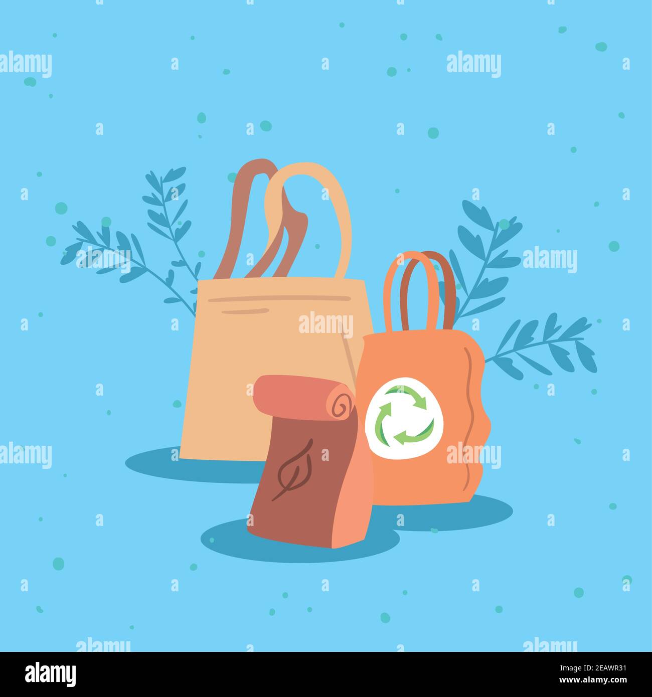 Zero waste paper bags design, Save planet eco green recycle theme ...