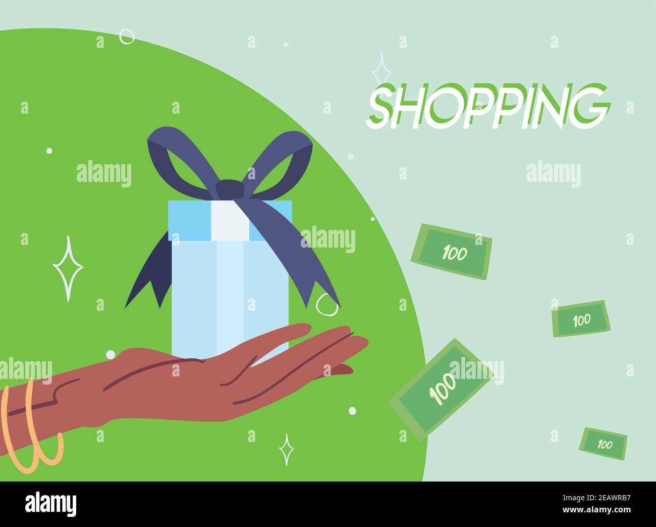 gift on hand and bills design of shopping money commerce and market ...