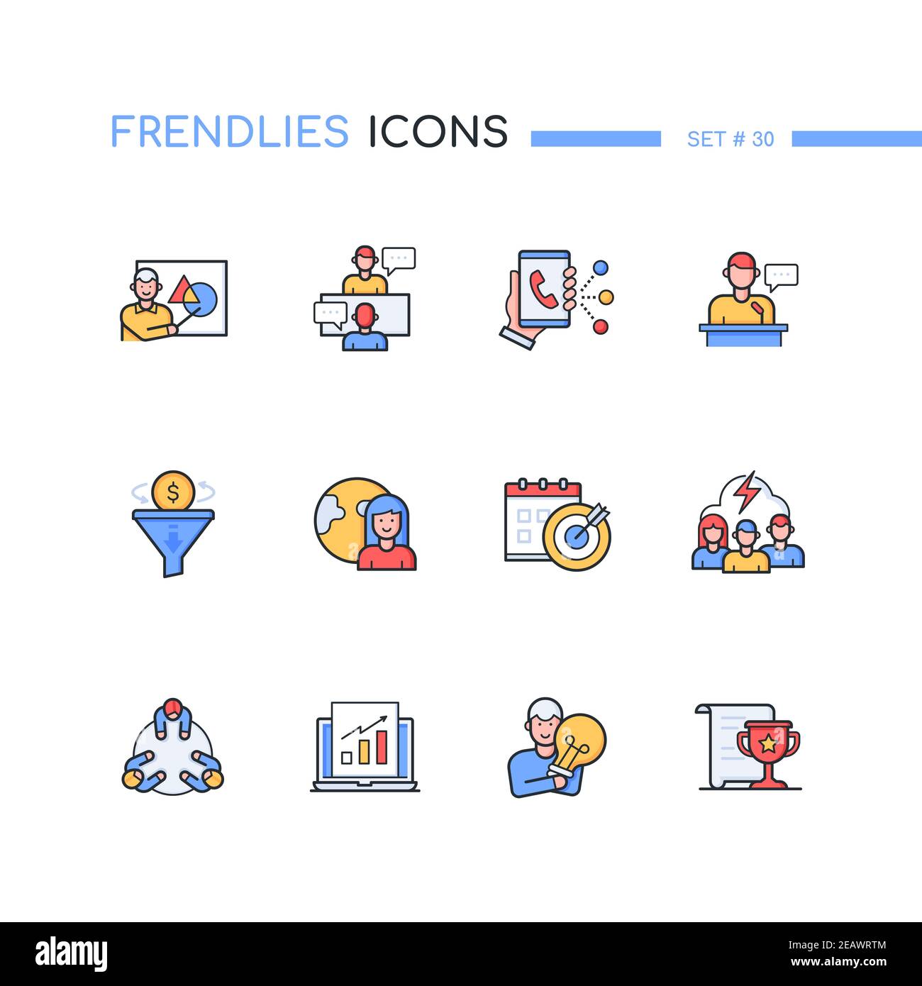 Business training - modern line design style icons set. Coaching and ...