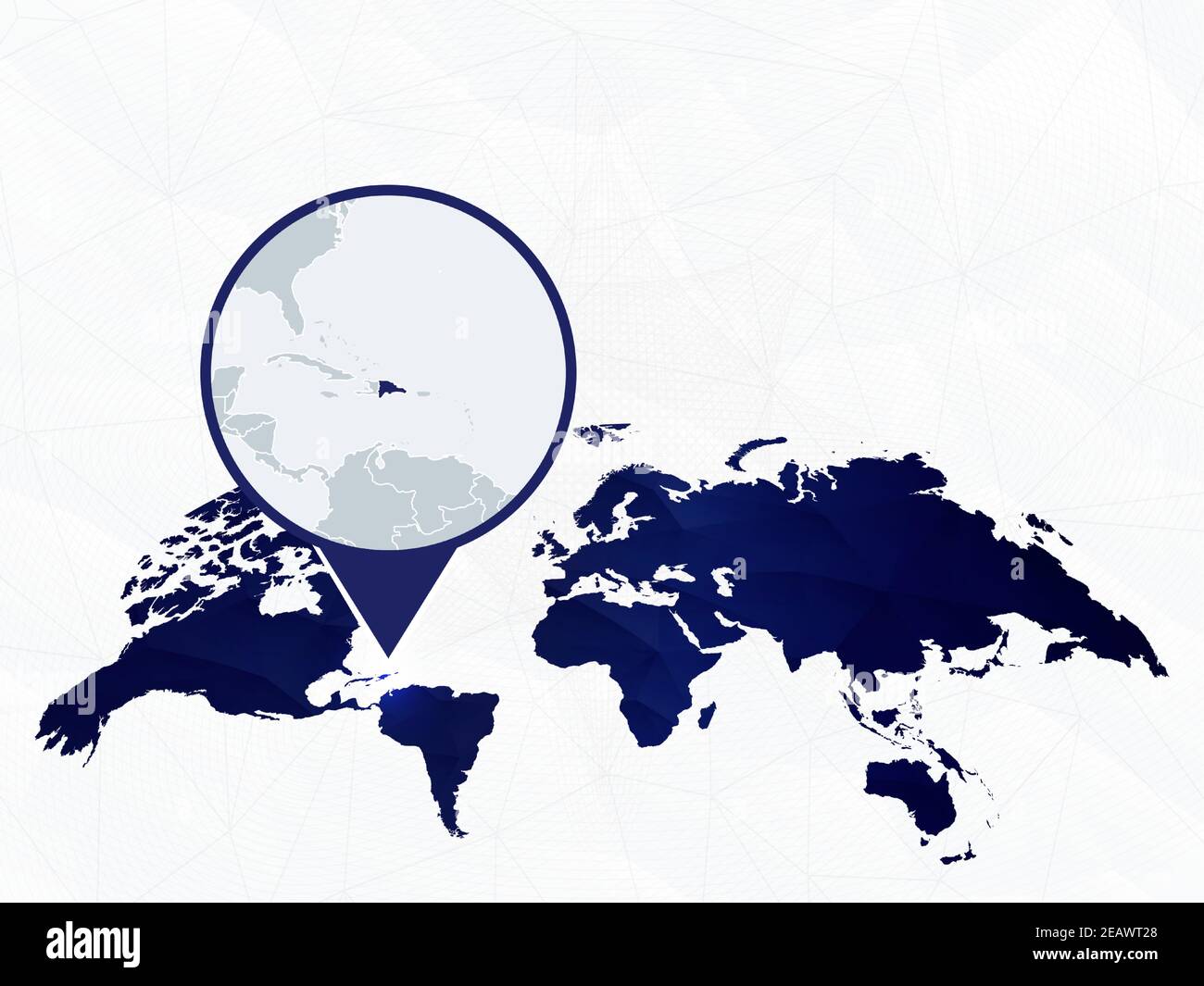 Dominican Republic detailed map highlighted on blue rounded World Map ...