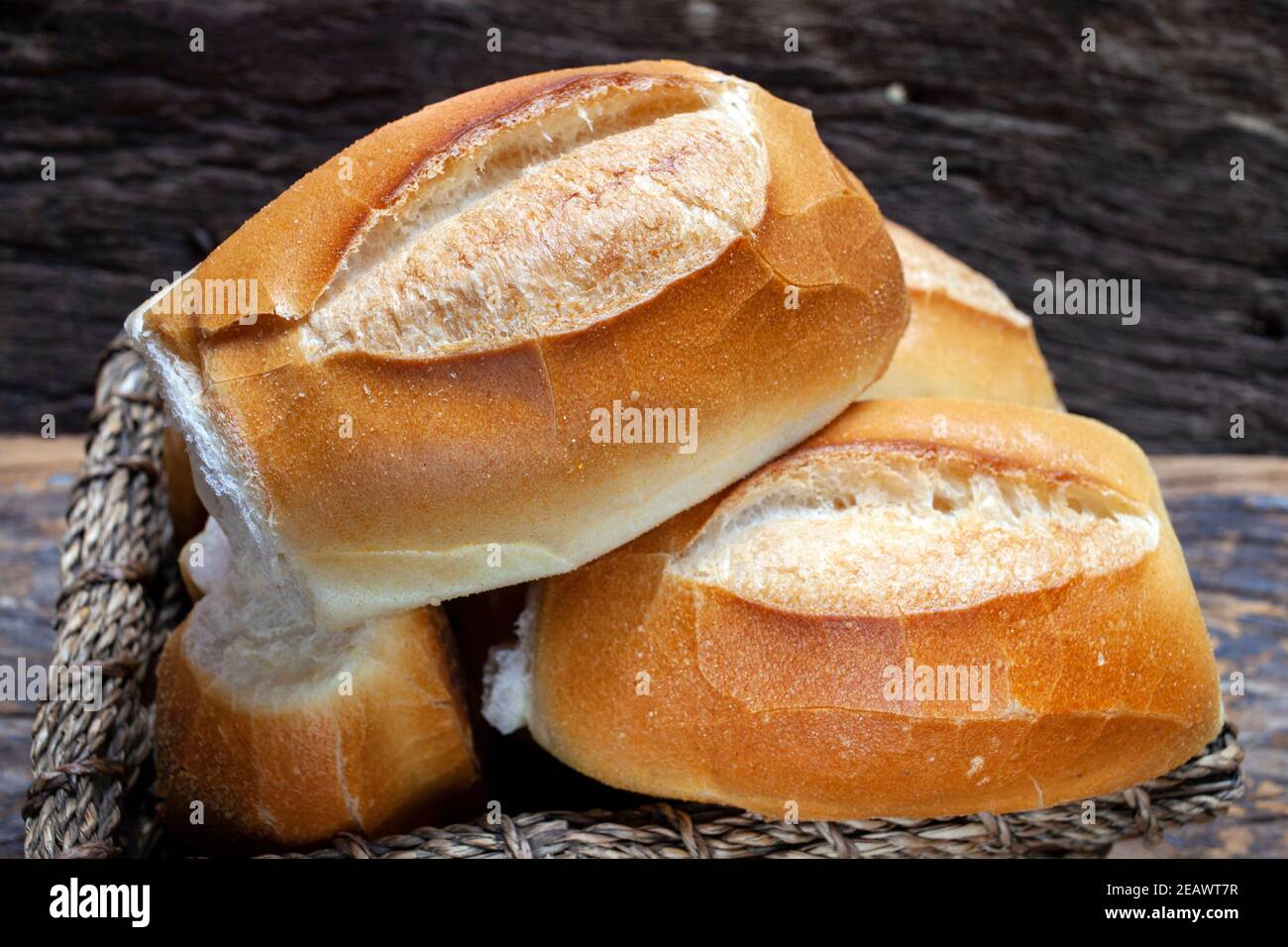 Basket of "French bread", traditional Brazilian bread Stock Photo - Alamy
