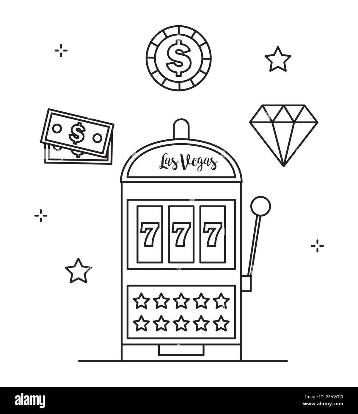 casino slot machine and gambling related icons over white background ...