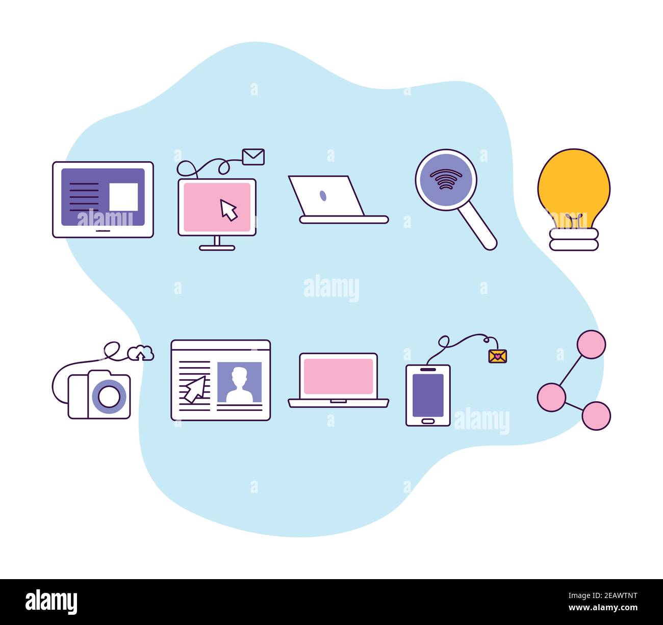 technology and computers icons over white background, colorful design ...