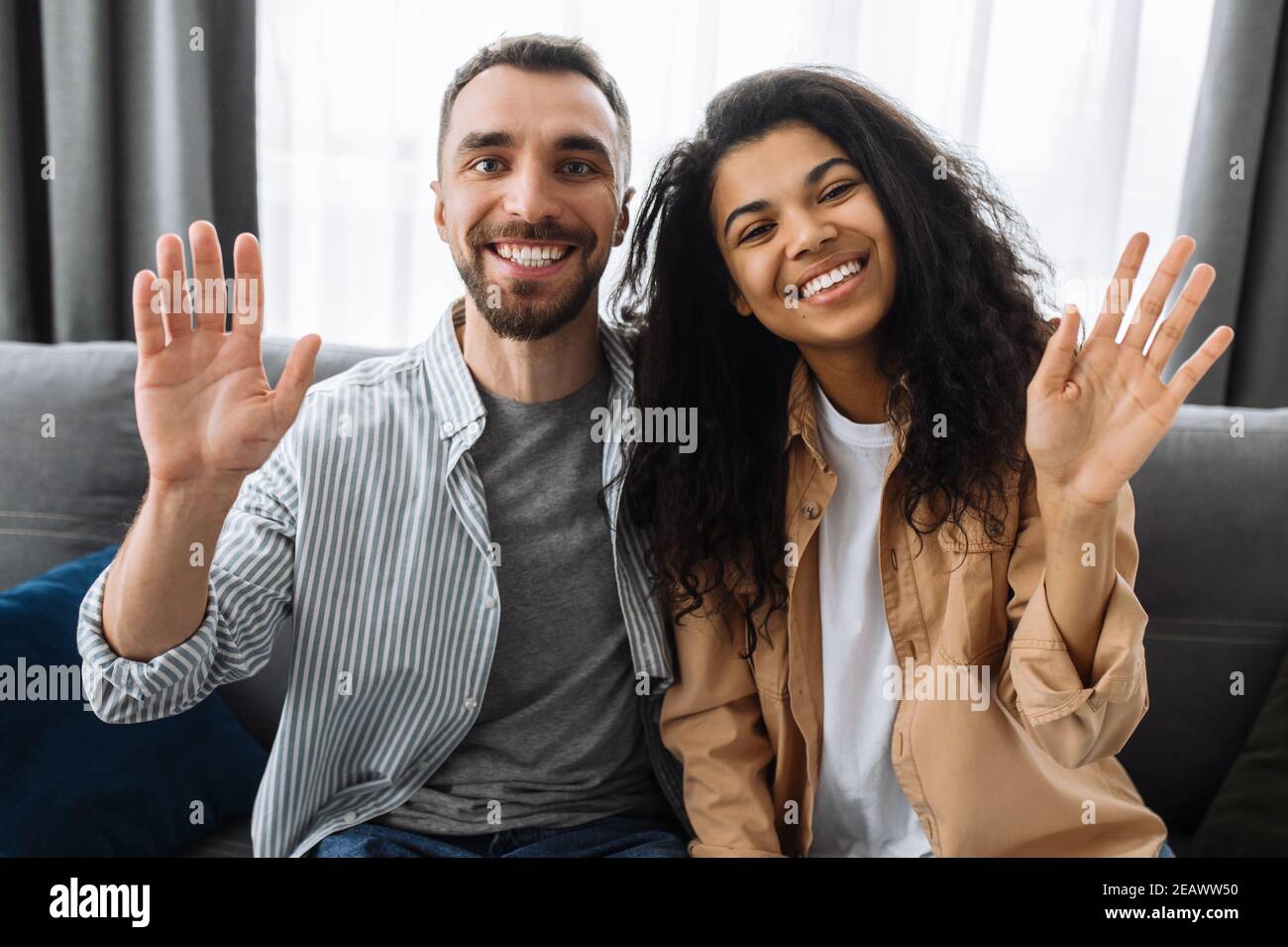 Multiracial couple in love, caucasian guy and african american girl ...