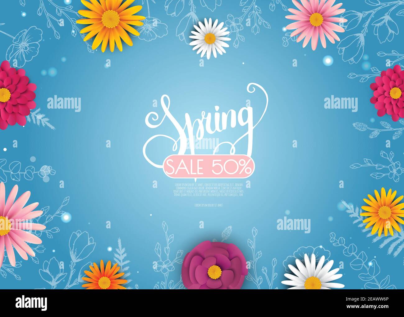 Spring sale background with flowers. Banner perfect for promotions ...