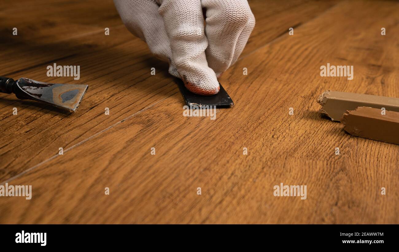 elimination of defects on laminate, parquet,restoration of a wooden ...