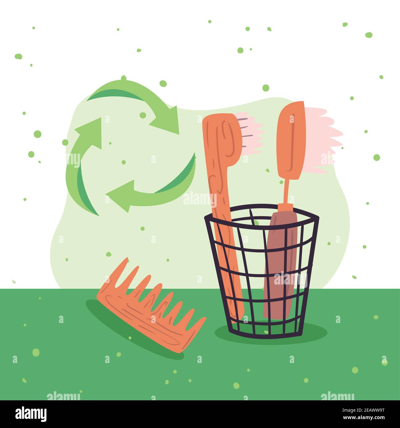 Zero waste toothbrushes and hair comb design, Save planet eco green ...