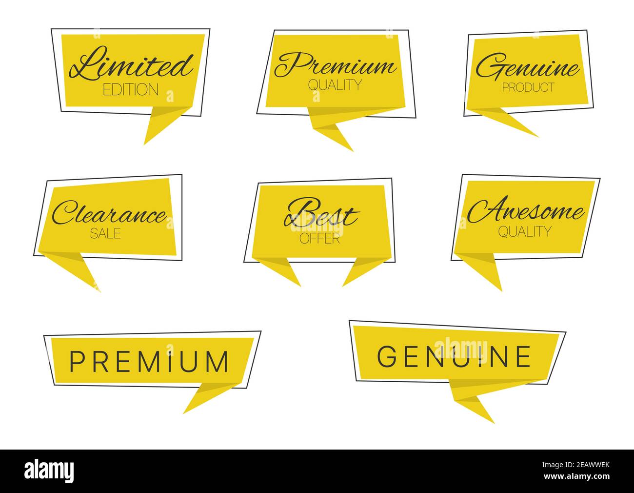 Yellow trendy paper label set Stock Vector Image & Art - Alamy