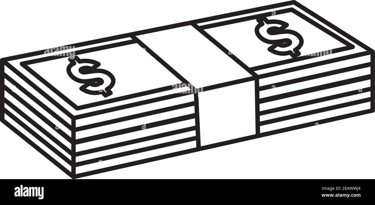 wad of money icon over white background, line style, vector ...