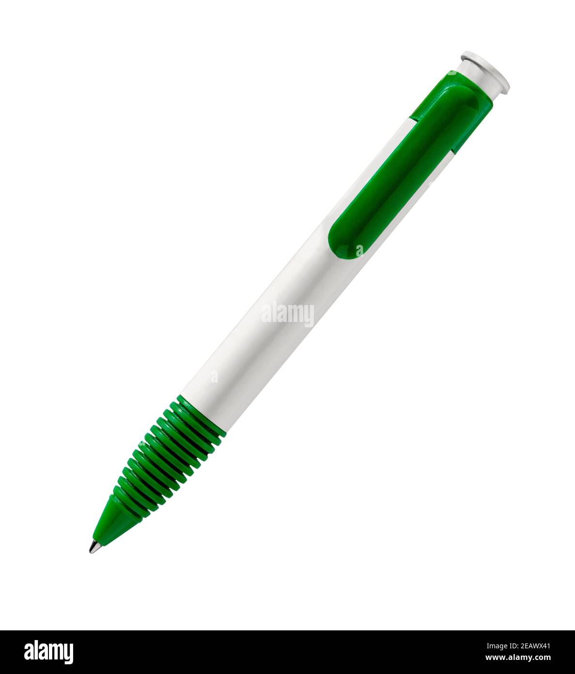 Pen isolated on white background. Green Ballpoint pen cut out. White ...