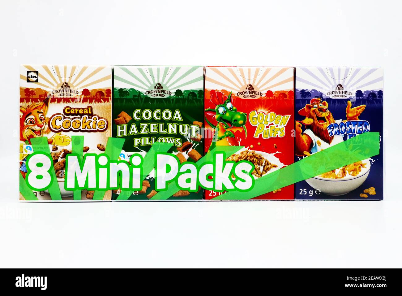 CROWNFIELD Cereals sold by LIDL Supermarket chain Stock Photo - Alamy