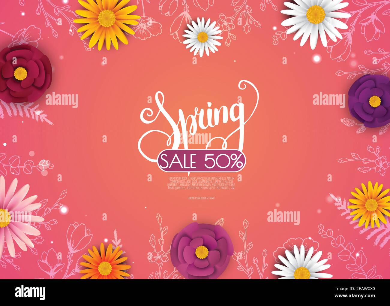 Spring sale background with flowers. Banner perfect for promotions ...