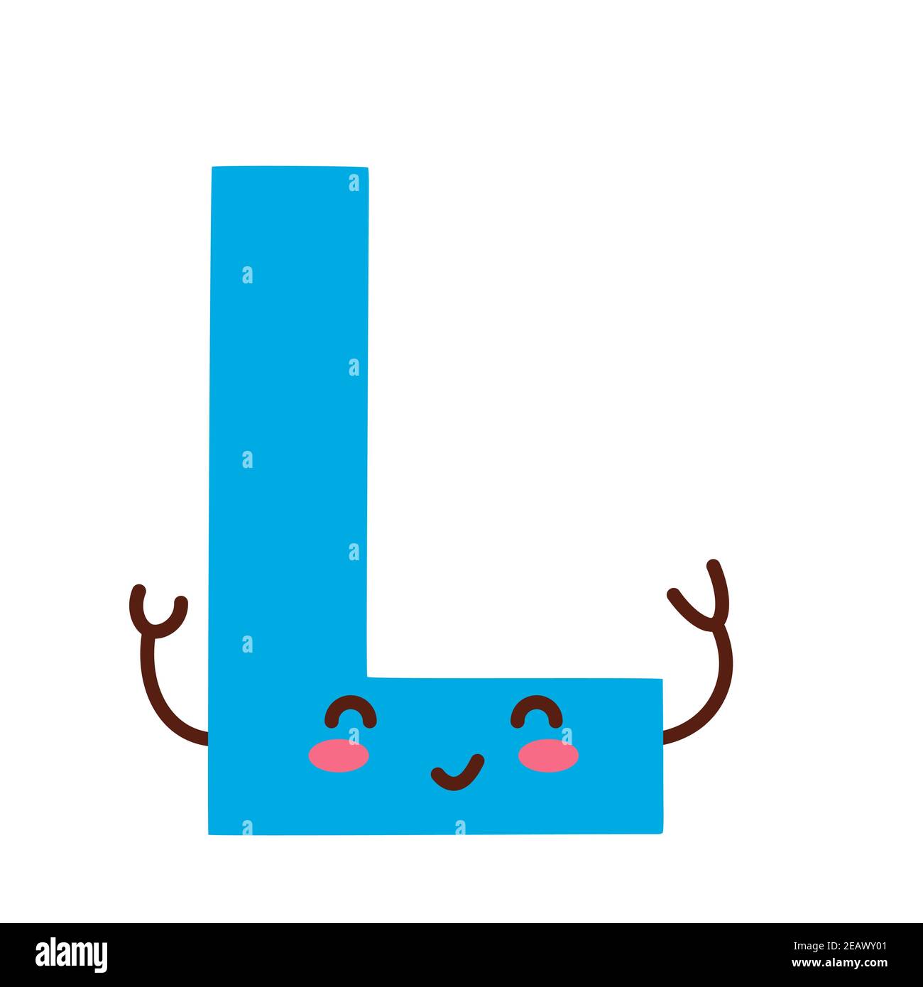 Letter L. Funny character with cute face. Design for kids room, poster ...