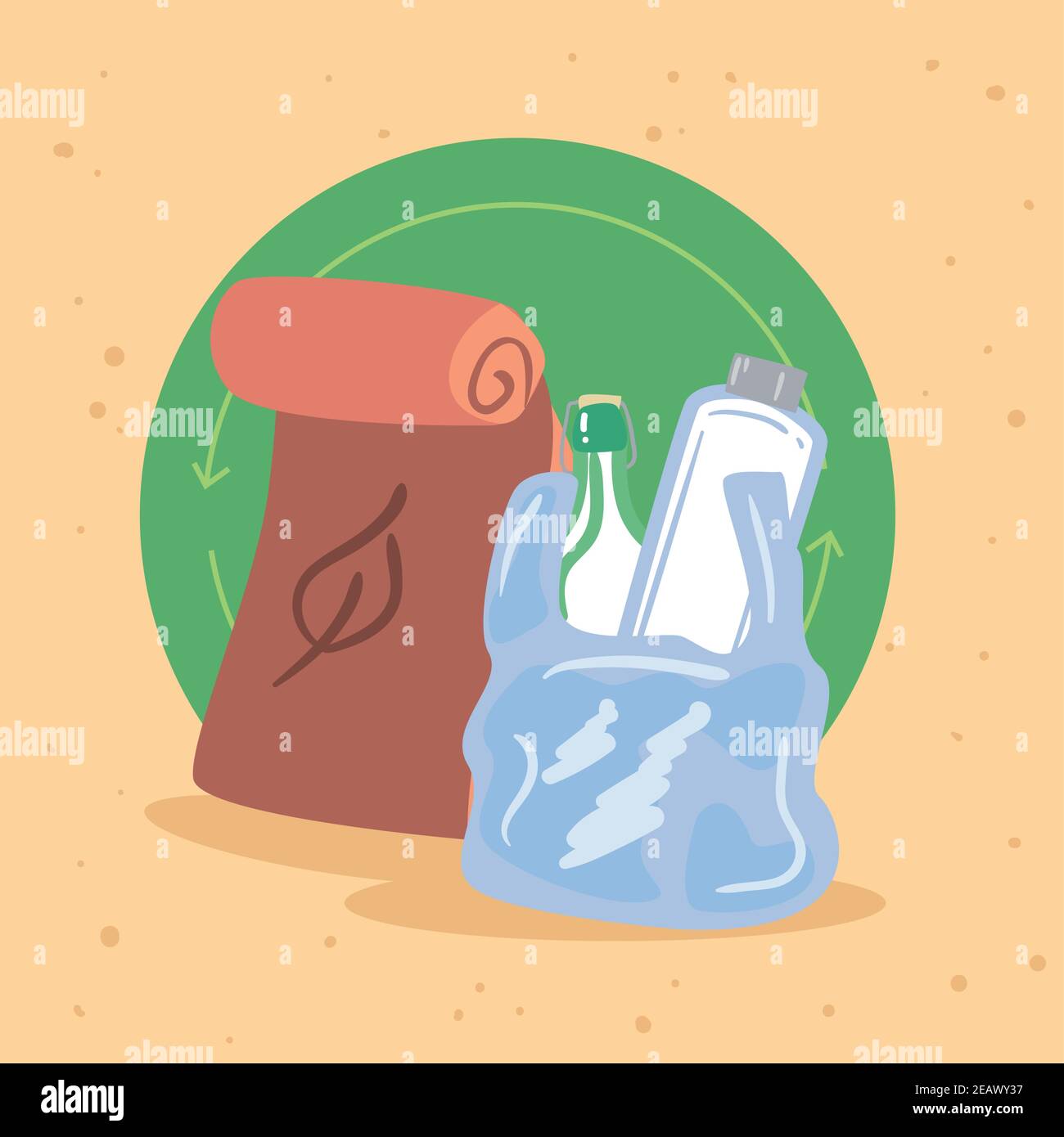 Zero waste paper and plastic bags design, Save planet eco green recycle ...