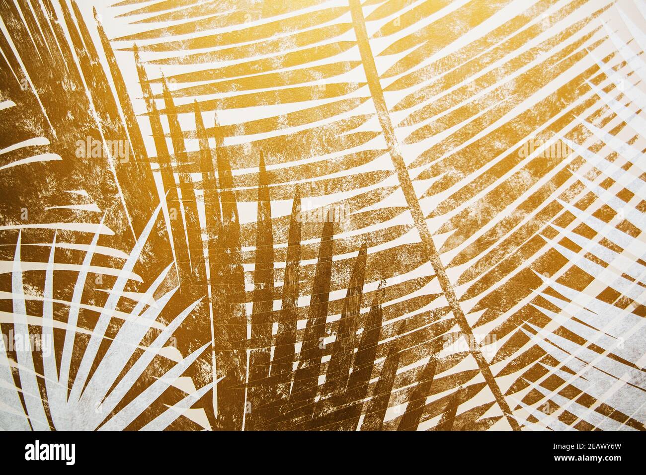 Gray and yellow. Tropical leaves on a divided abstract background Stock ...