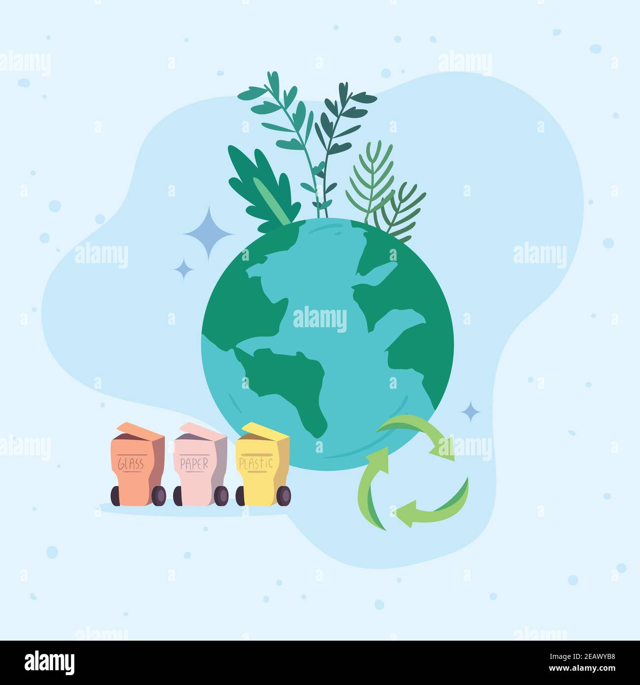 Zero waste recycle trashes and world design, Save planet eco green ...