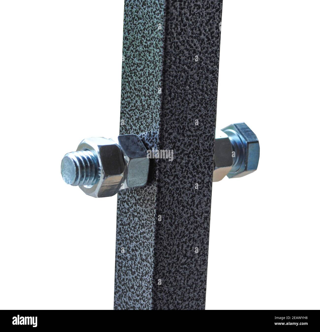 Bolt connection of steel members isolated on white background ...