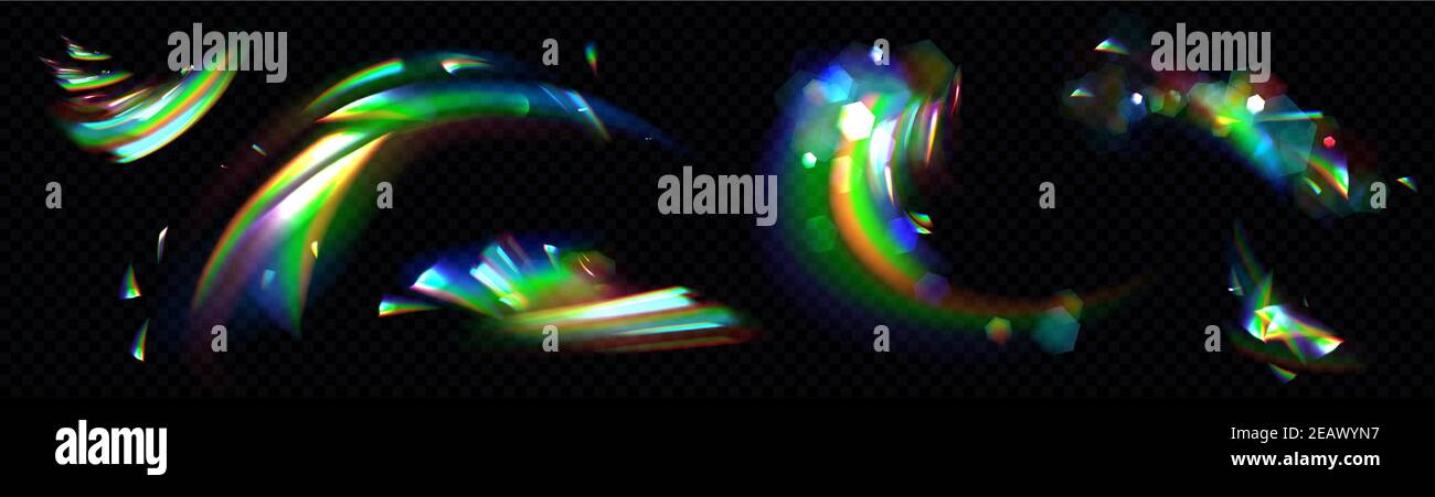 Rainbow crystal light, prism flare reflection, lens refraction, glass ...