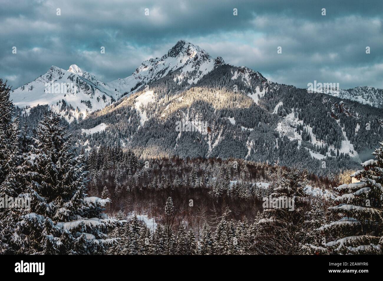 Winter landscape in the Bavarian Alps, Germany Stock Photo - Alamy