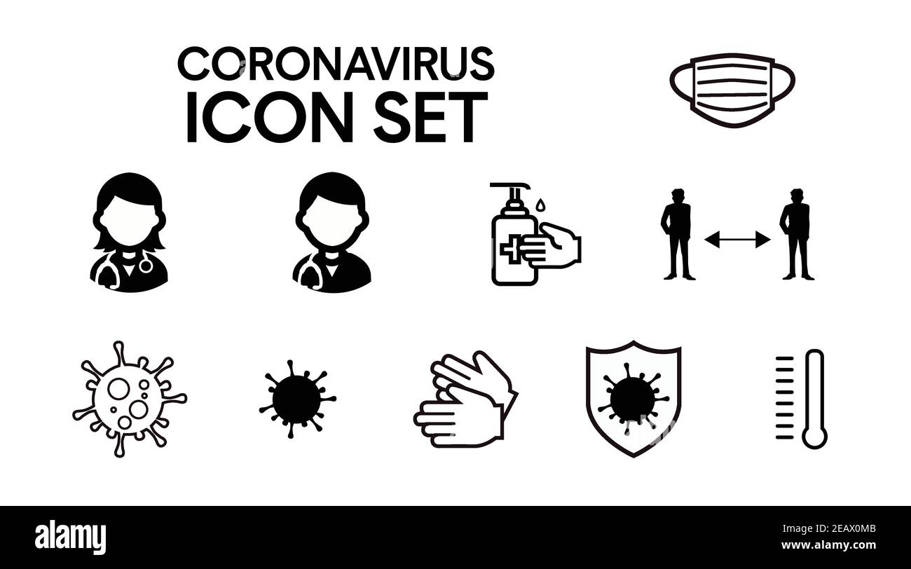 Vector Isolated Illustration. Black and White Coronavirus or Covid Icon ...
