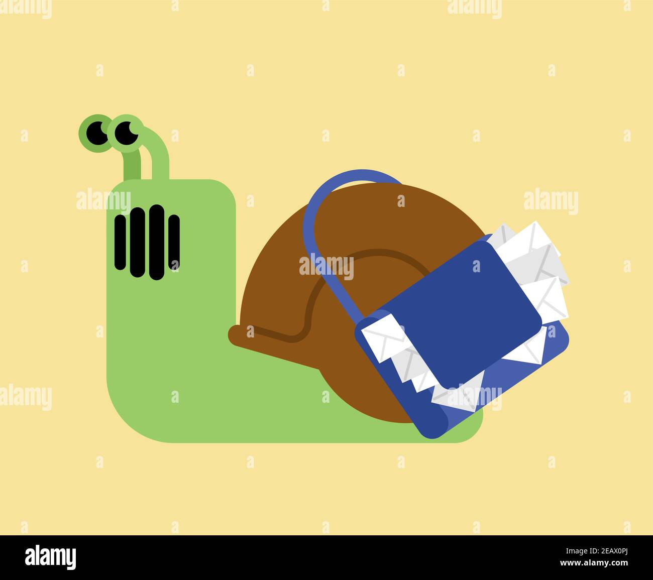 Snail postman. Slug and mail bag with letters. Slow mail concept Stock ...