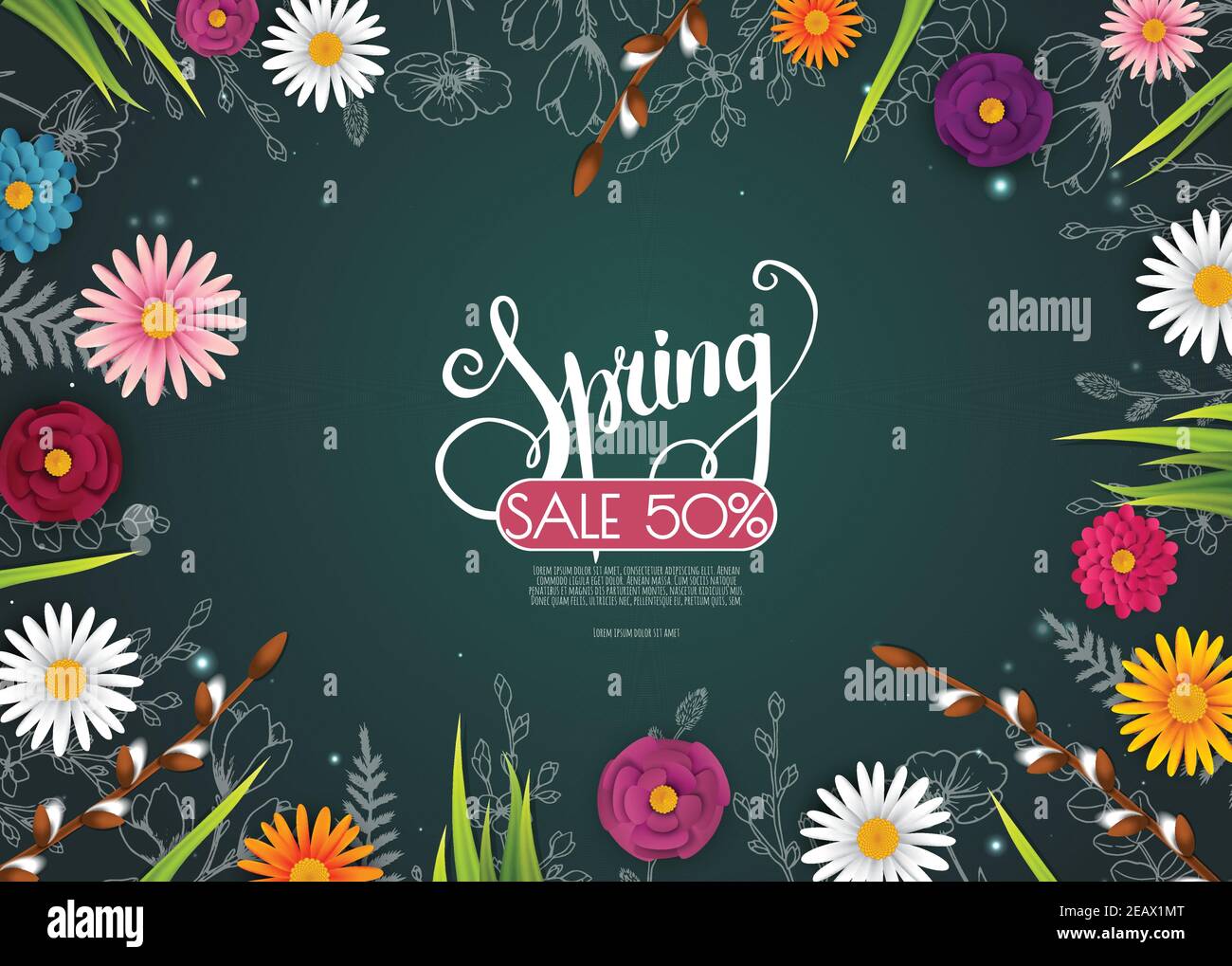 Spring sale background with flowers. Banner perfect for promotions ...