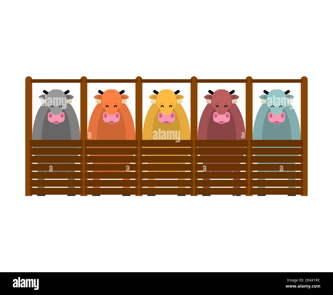 Cows in barn. Cattle on farm. vector illustration Stock Vector Image ...