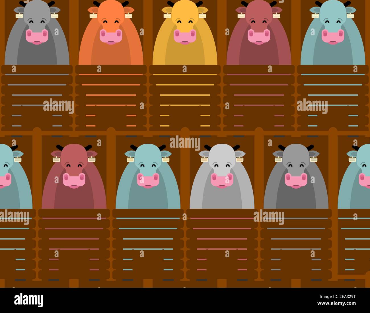 Cows in barn pattern seamless. Cattle on farm background. vector ...