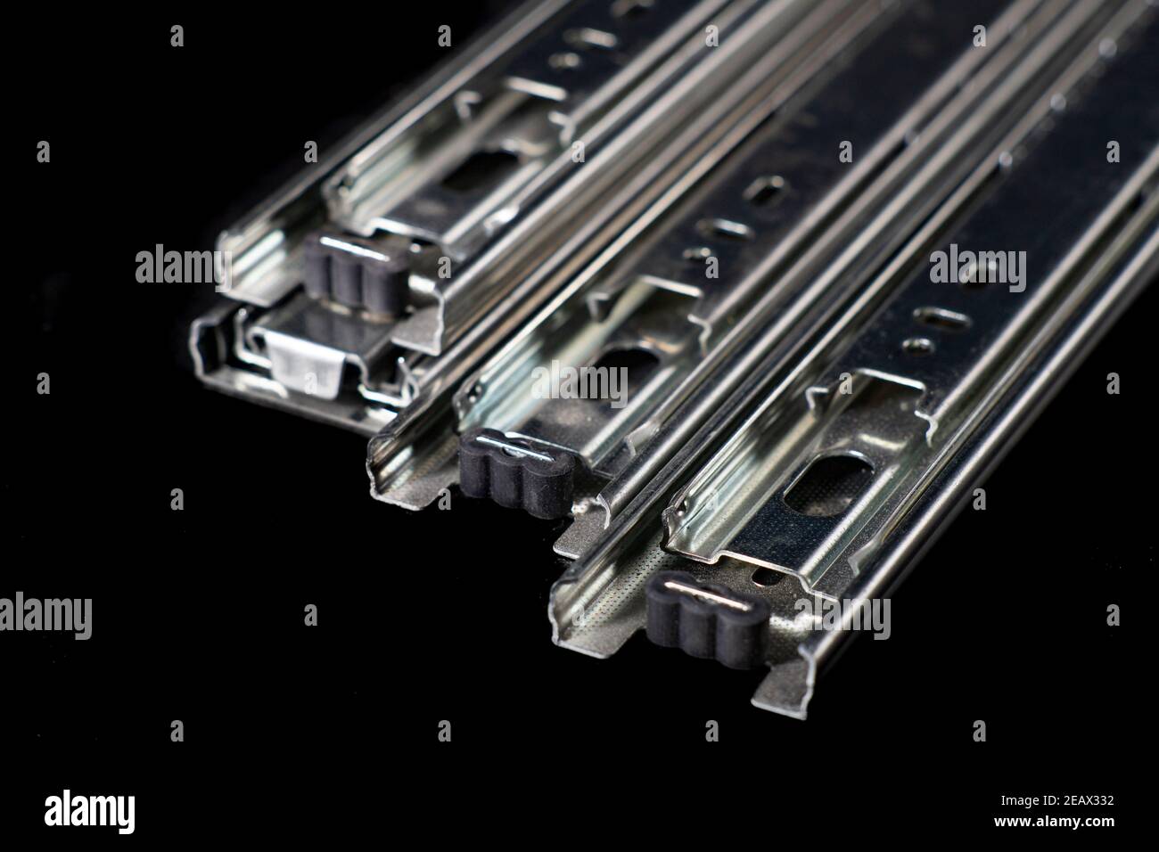 Metal sliding system for drawers in the home kitchen. Furniture ...