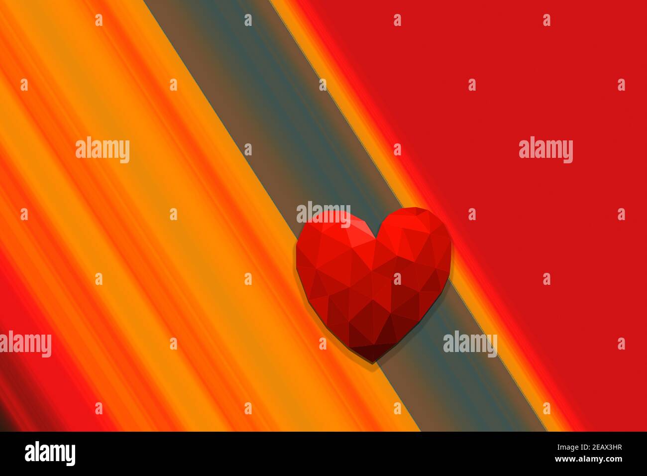 Abstract romantic background with colorful patterns and a red heart ...
