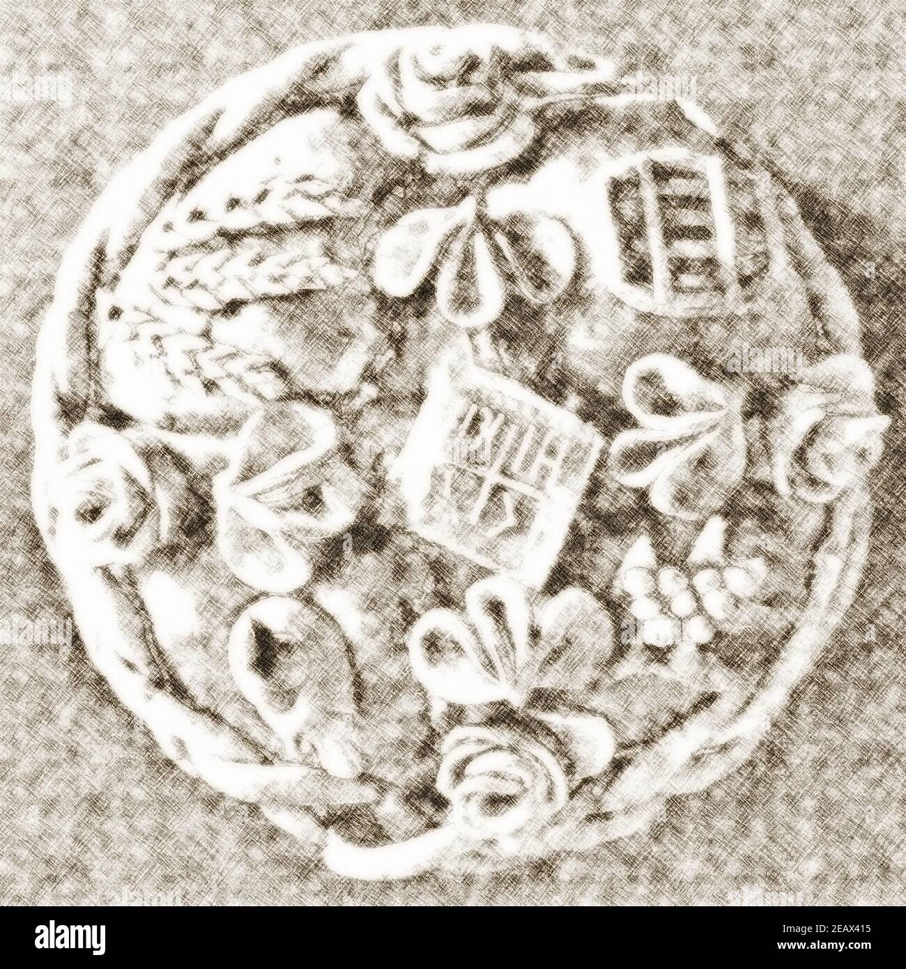 Homemade decorated Serbian slava bread. Illustration Stock Photo - Alamy