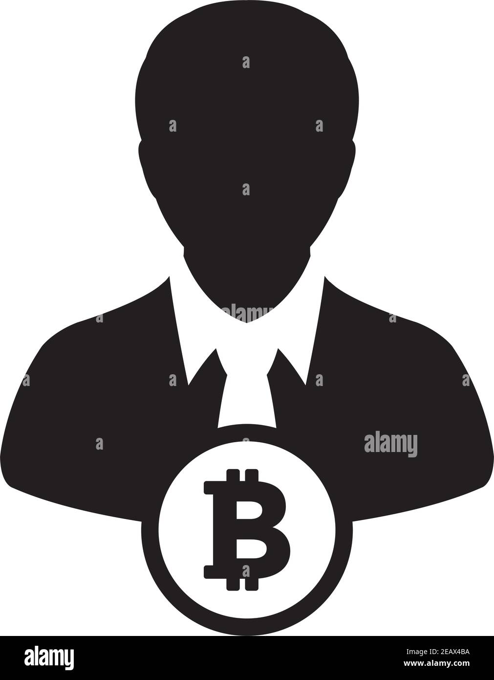 Bitcoin icon vector cryptocurrency symbol with male person profile ...