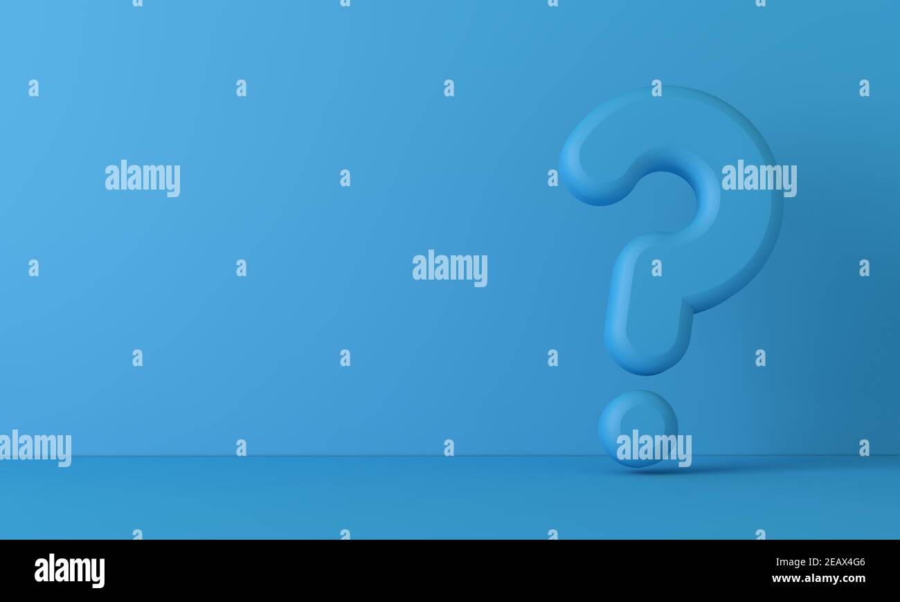 Blue question mark symbol background. 3D Rendering Stock Photo - Alamy