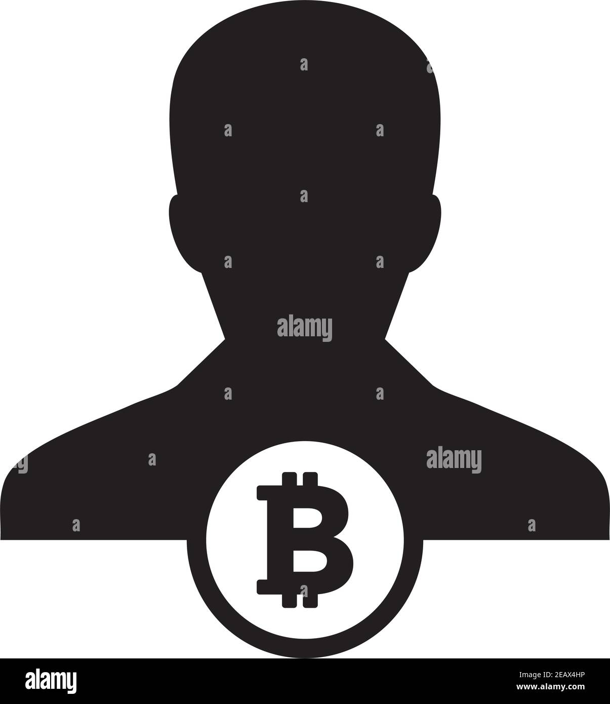Coin icon vector bitcoin cryptocurrency blockchain with male person ...