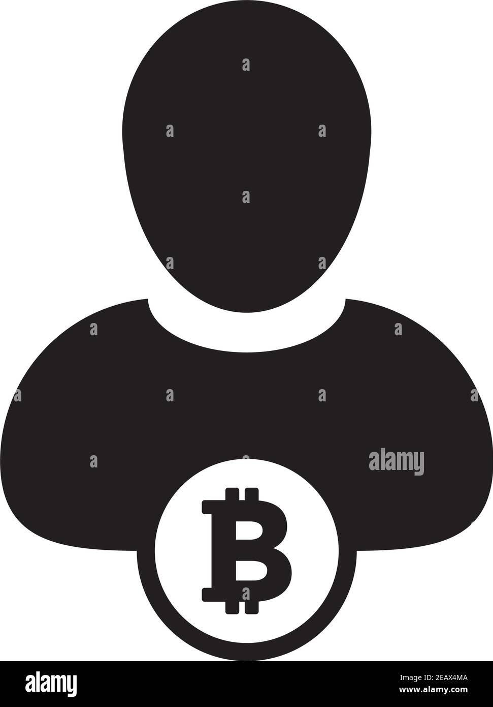 Blockchain icon vector for bitcoin cryptocurrency with male person ...