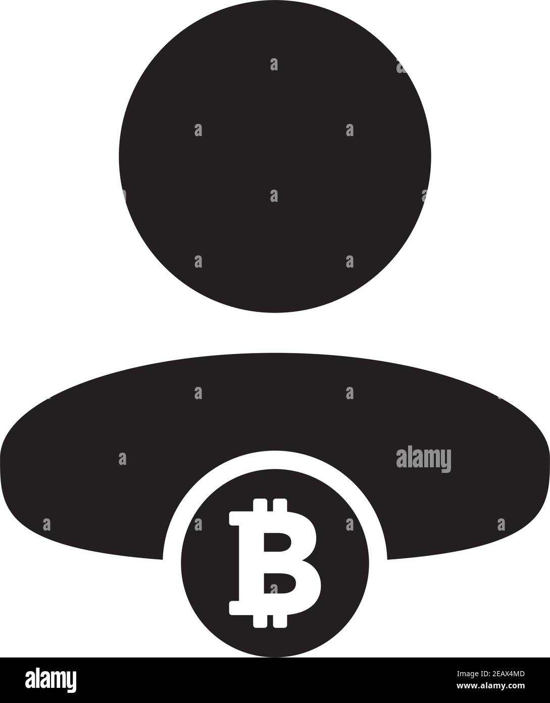 Bitcoin icon vector cryptocurrency symbol with male person profile ...