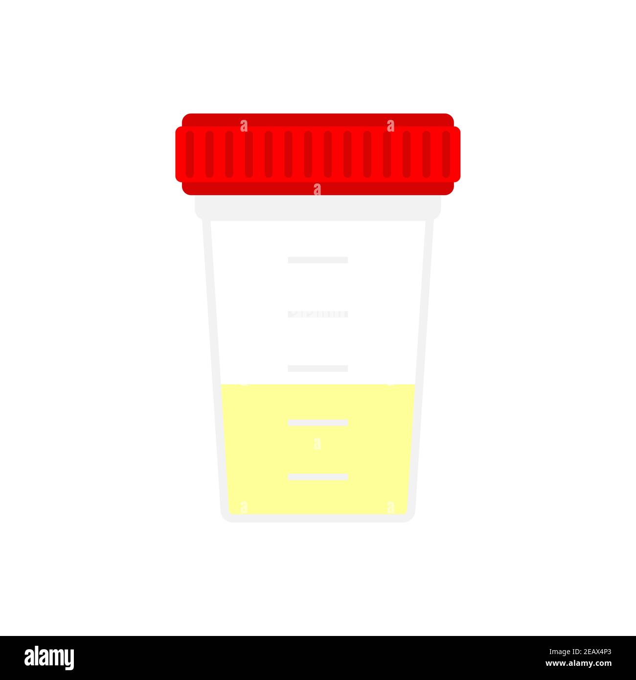 Analysis of urine. Plastic jar for analysis. Feces and urine collection ...