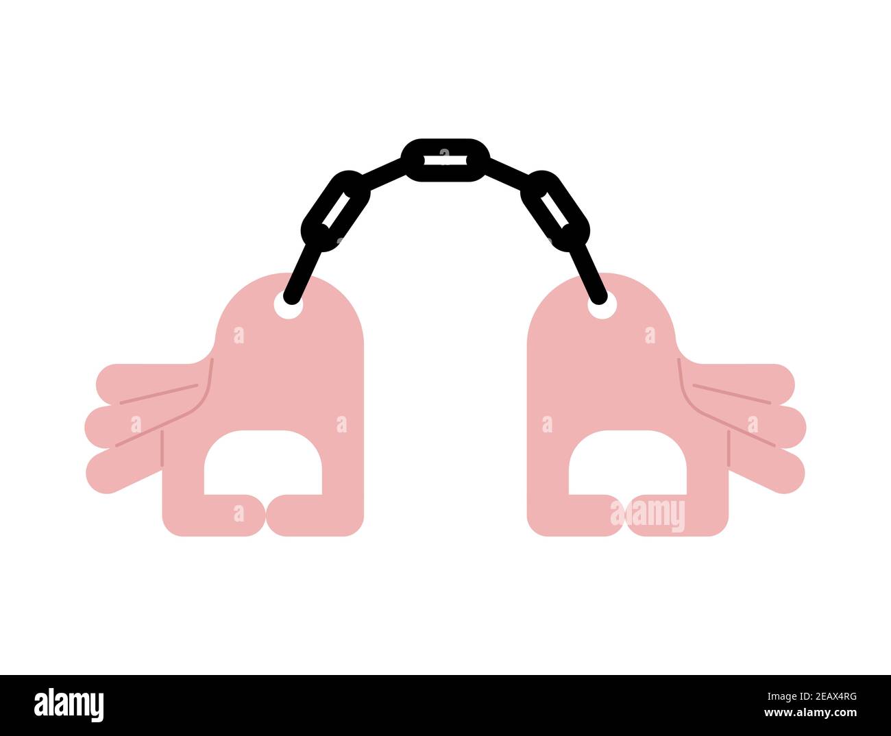 Handcuffs in shape of arms. Closed fingers. vector illustration Stock ...