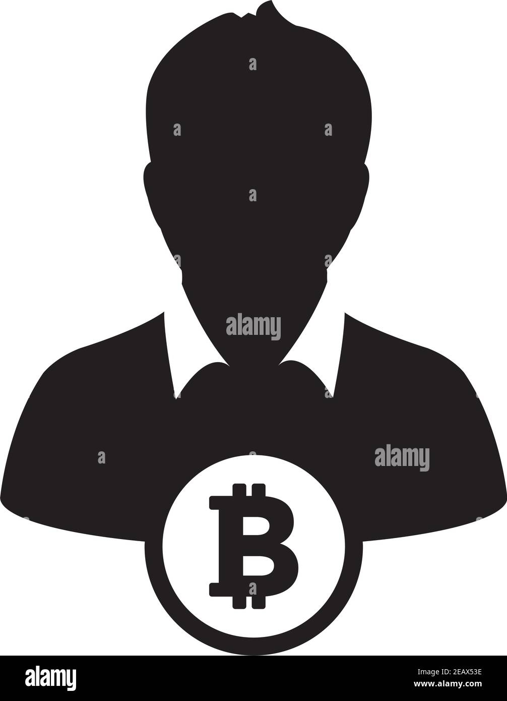 Blockchain icon vector for bitcoin cryptocurrency with male person ...
