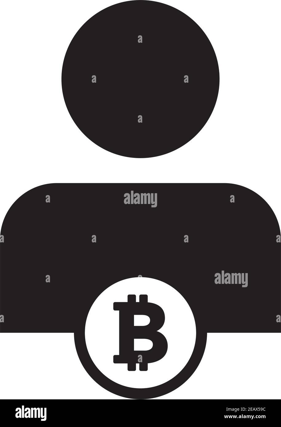 Bitcoin icon vector cryptocurrency symbol with male person profile ...