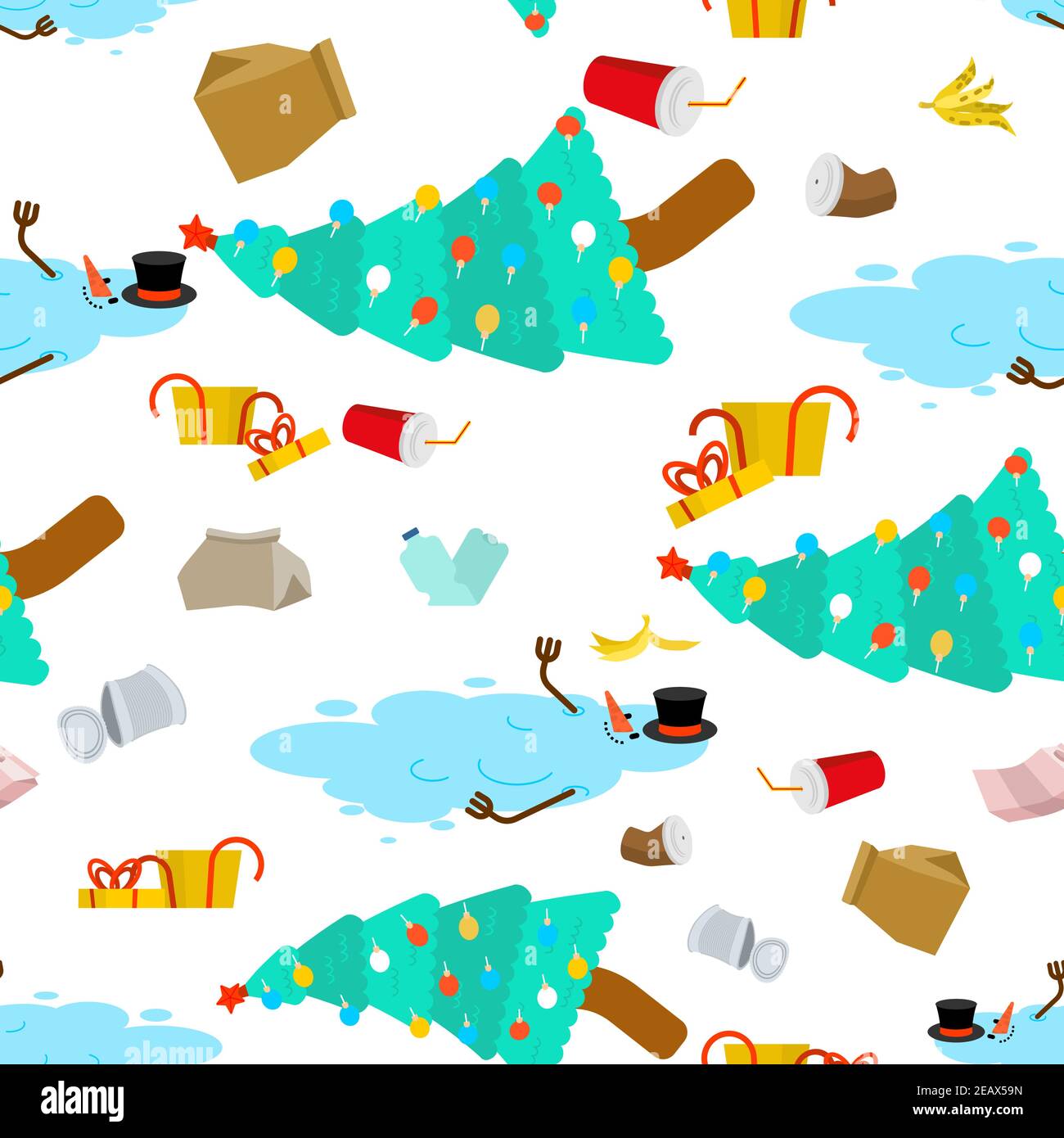 Christmas is over pattern seamless. Snowman melted background. Open ...